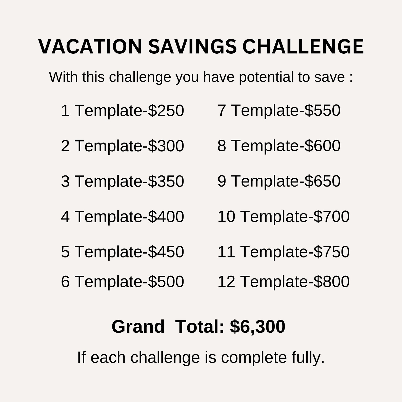 Vacation Savings Challenge Printable, Travel Savings Tracker Family ...