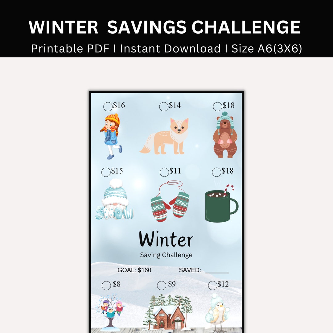 Winter Savings Challenge Printable A6, Winters Money Saving Challenges ...