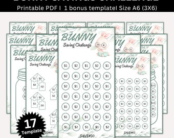 Bunny Savings Challenge Printable, Mini Rabbit Saving Challenge, A6 ...