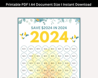 2024 Saving Challenge Printable, Save 2024 in 2024, 2024 Money Saving ...