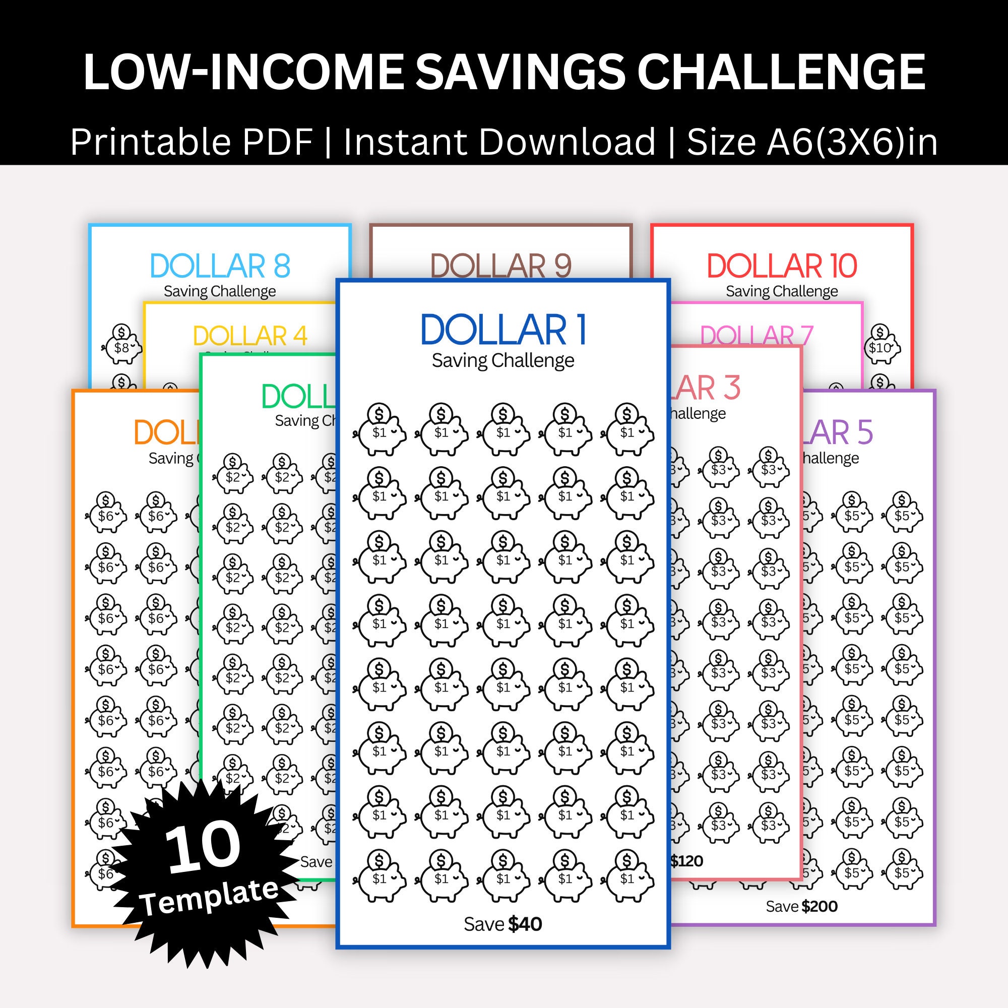 Low Income Savings Challenges Printable Bundle, A6 Mini Saving ...