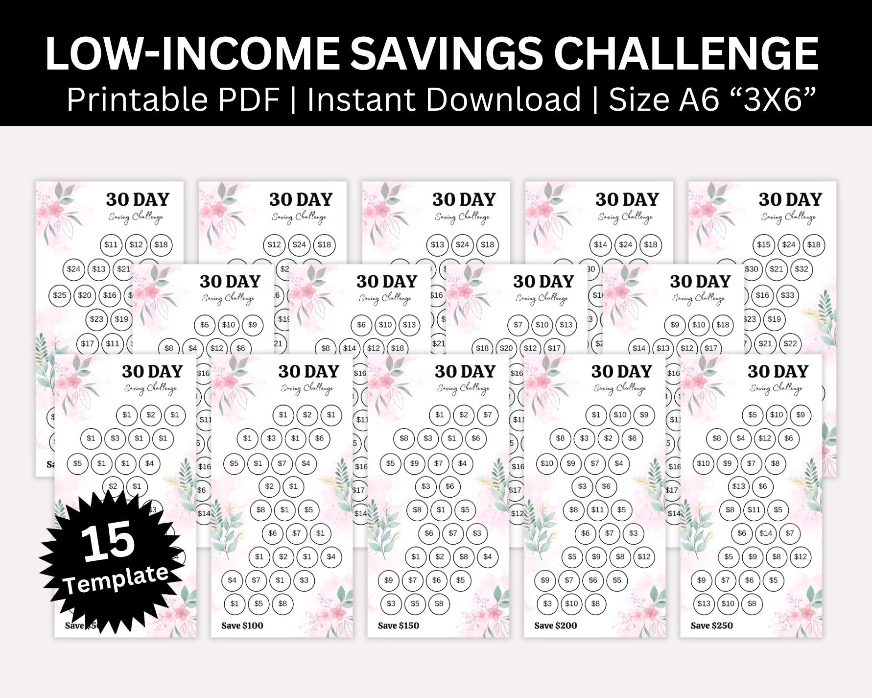 Low Income Saving Challenge Printable Bundle Mini A6 Savings - Etsy