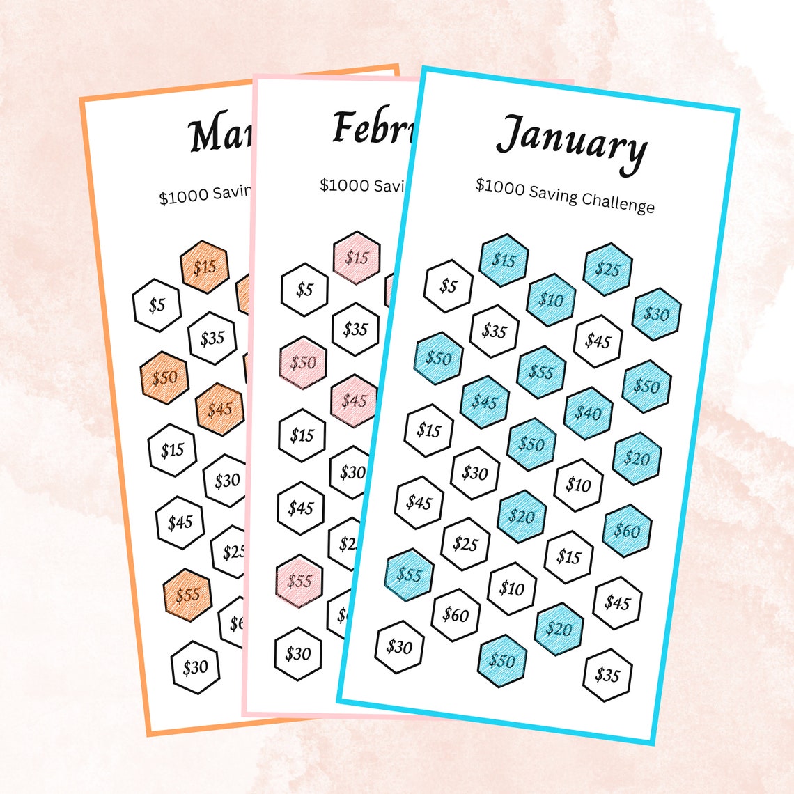 Monthly Savings Challenges Printable, Saving Challenge Bundle, A6 Mini ...