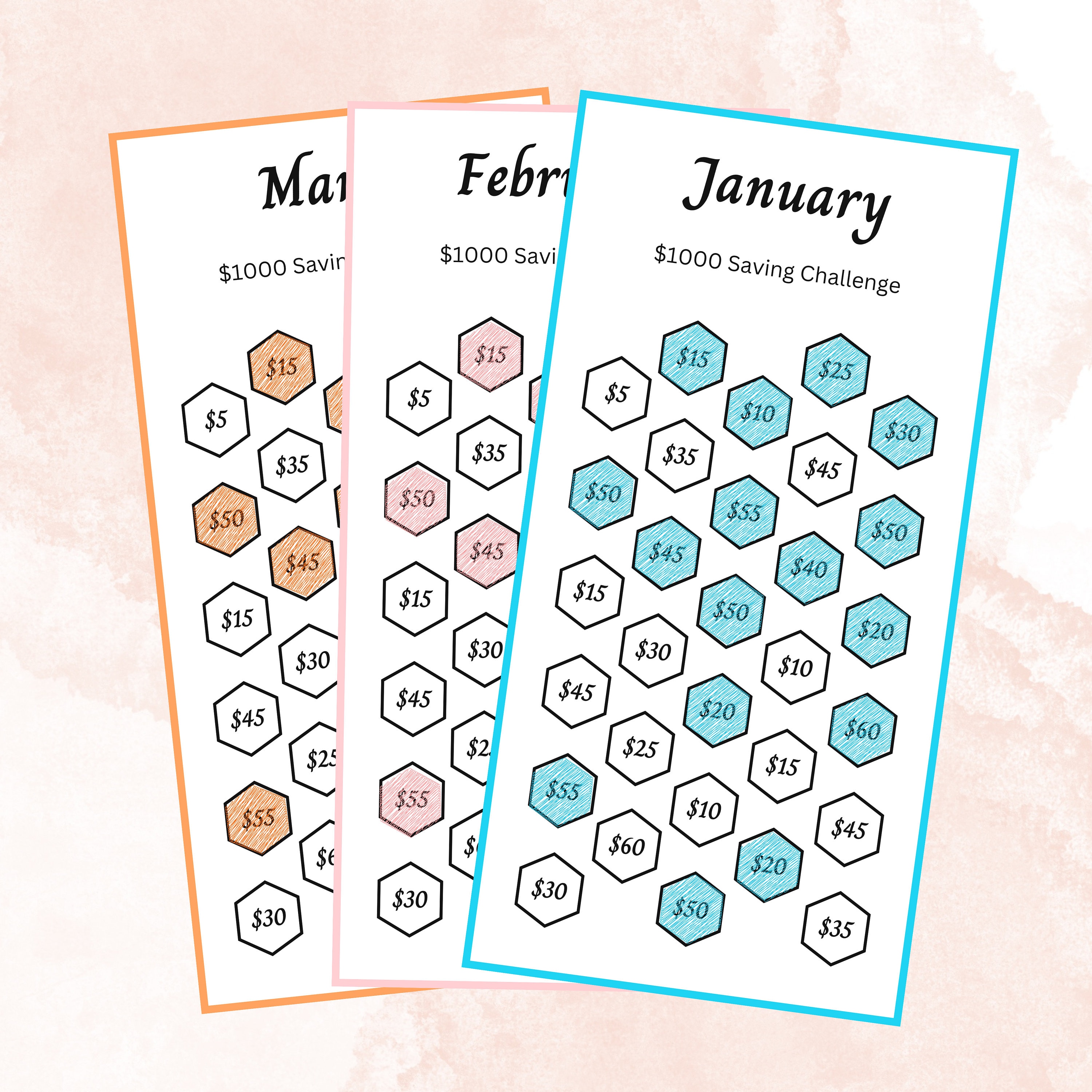 Monthly Savings Challenges Printable, Saving Challenge Bundle, A6 Mini ...