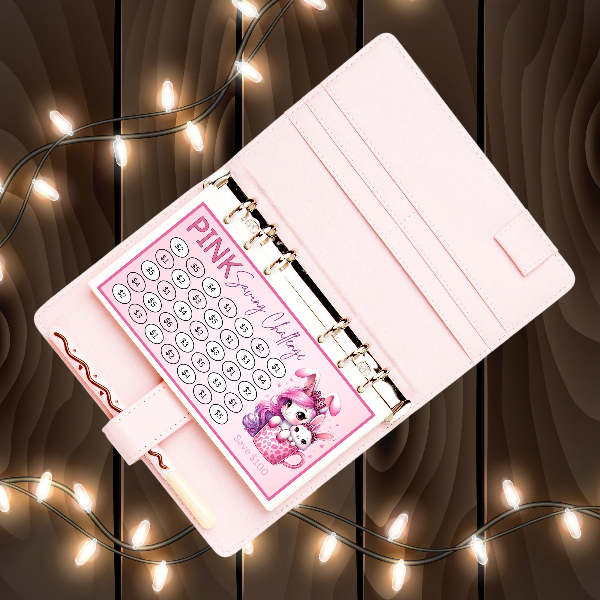 Pink Savings Challenge Printable, Pink Planner, Mini A6 Pink Animal ...