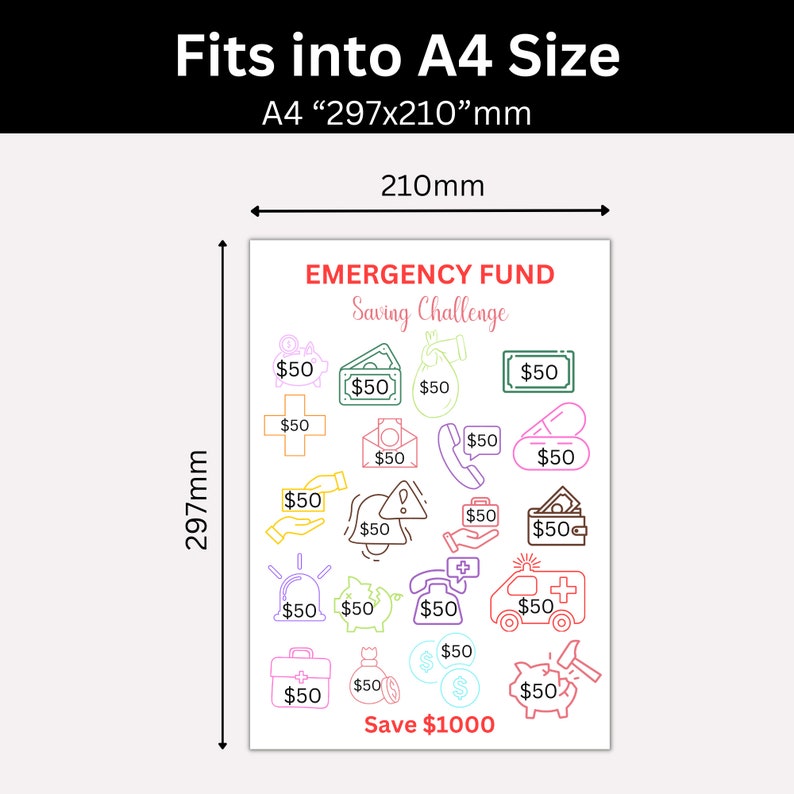 Emergency Fund Savings Challenge Printable, Emergency Saving Challenges ...
