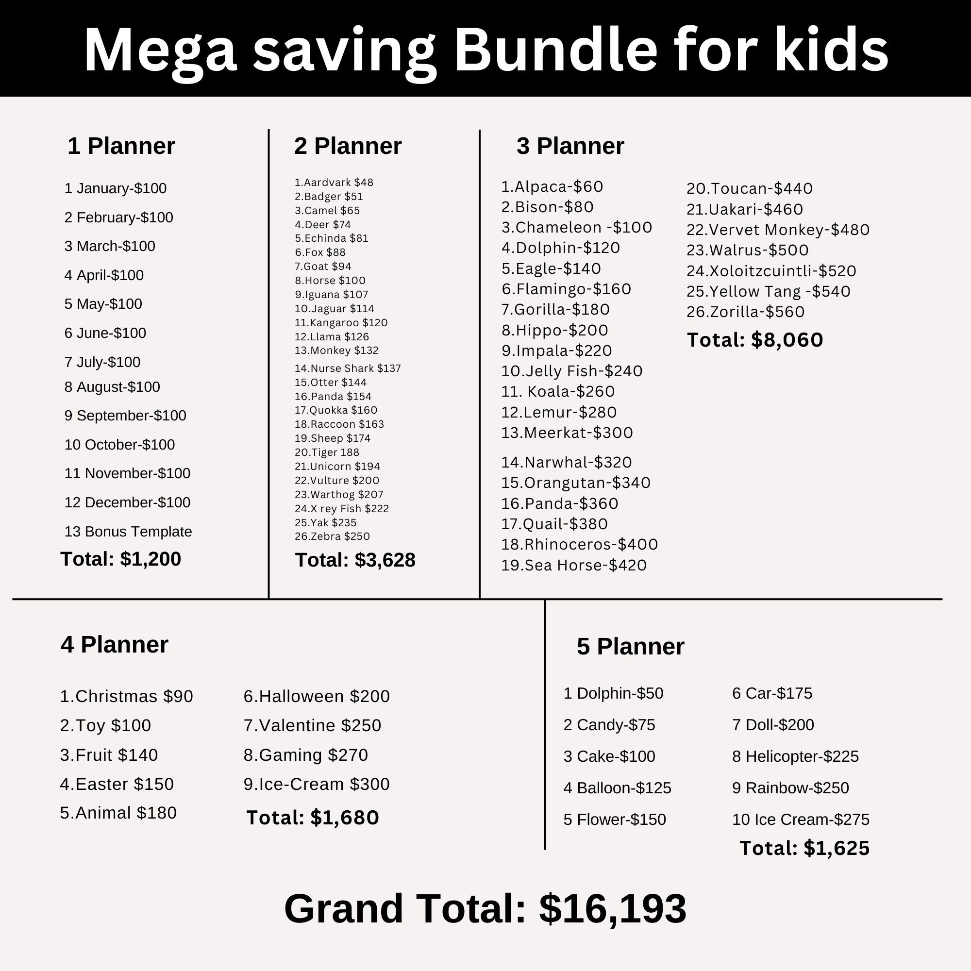 Kids Savings Challenge Printable Mega Bundle, A6 Mini Kids Saving ...