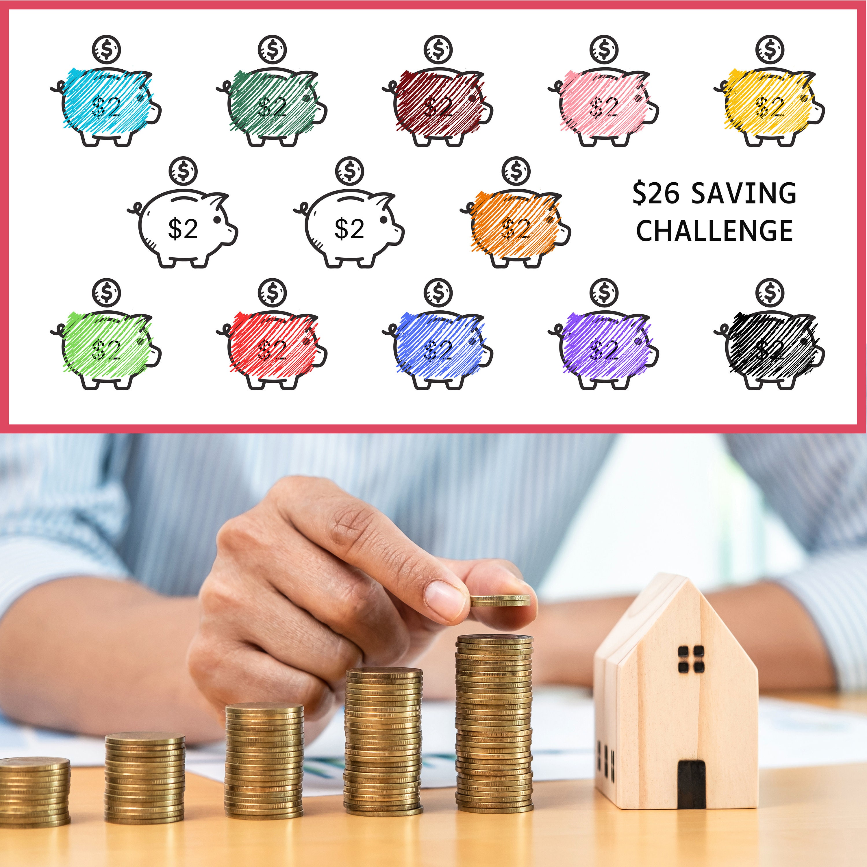 Kids Savings Challenge Tracker Printable A6 Kids Mini Saving - Etsy