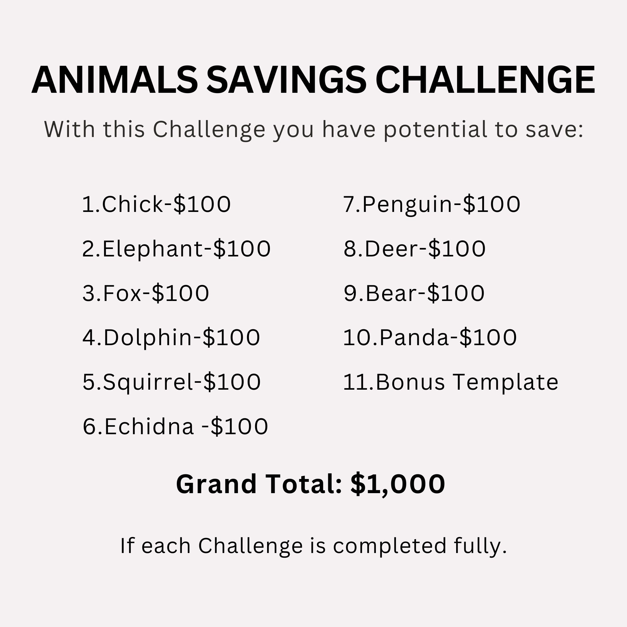 A6 Animal Savings Challenge Printable, A6 Mini Animal Saving Challenge ...