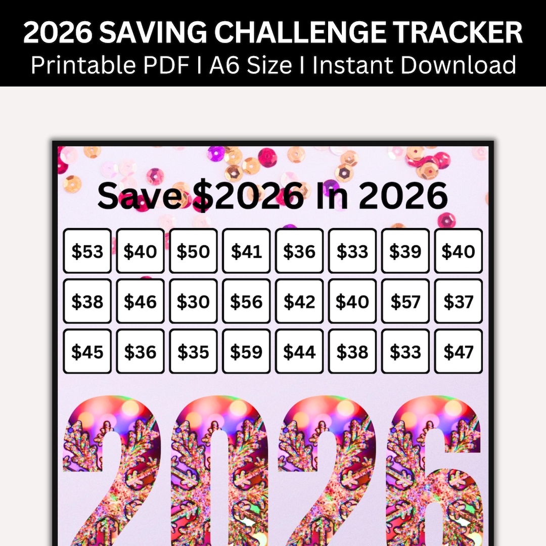 2026 Savings Challenge Tracker Save 2026 In 2026 A6 Printable Cash