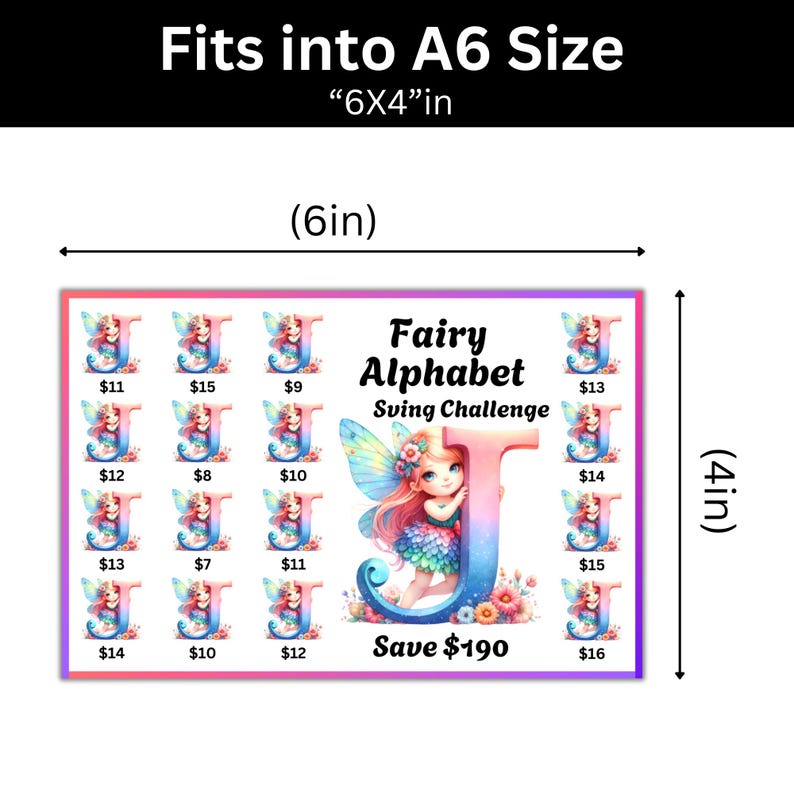 Fairy Alphabet Savings Challenge Printable Bundle, Low Income Alphabets ...