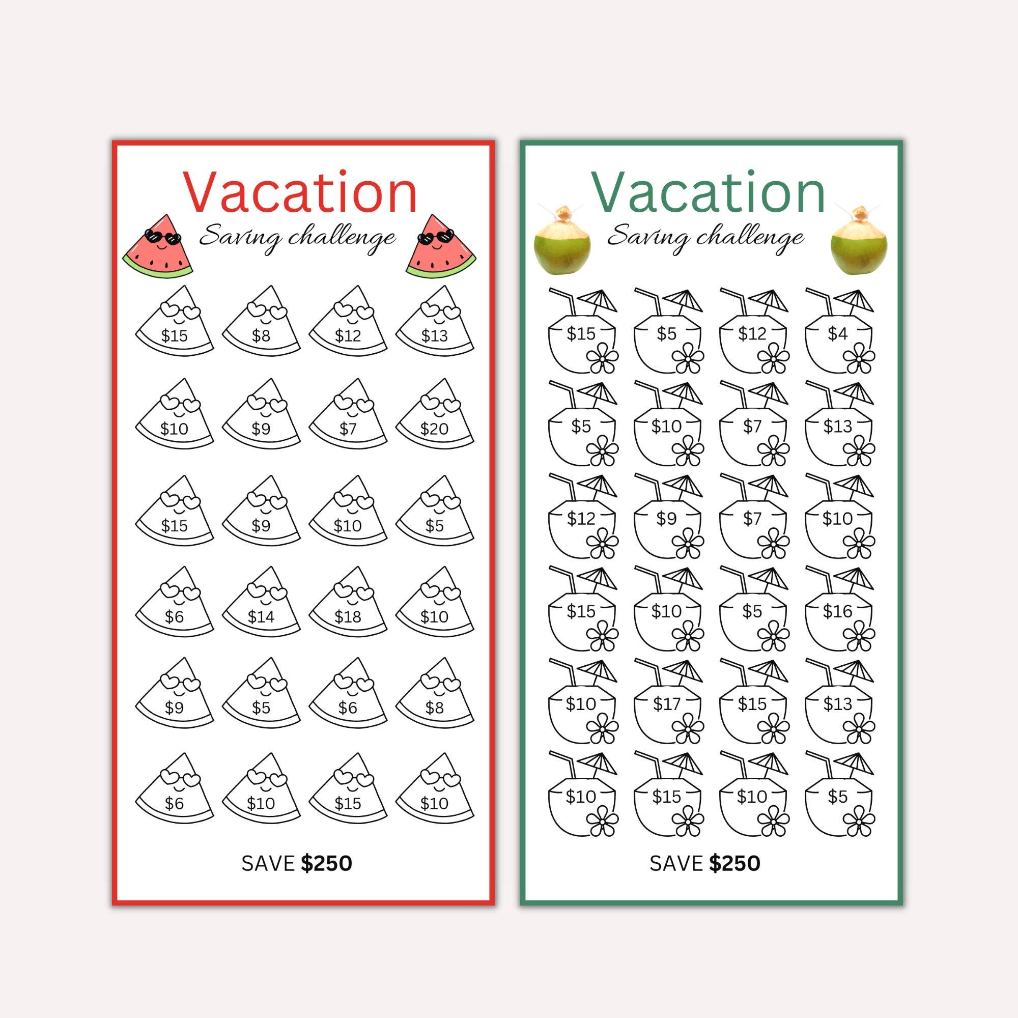 Vacation Savings Challenge, Family Vacation Saving Printable, Vacation ...