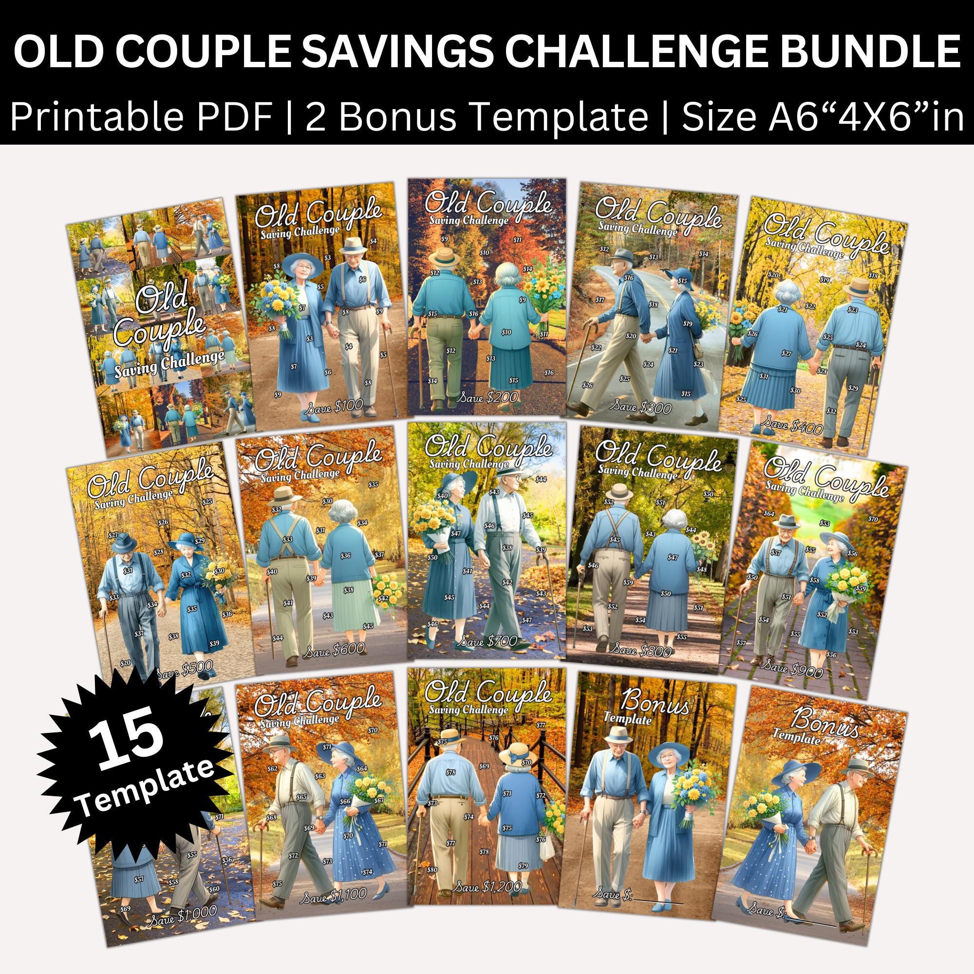 Old Couple Savings Printable Pack Bundle, Senior Citizen Savings Binder ...