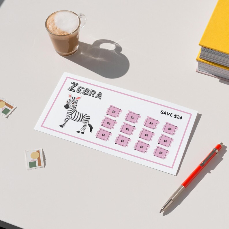 Zebra Savings Challenge Printable Bundle, Mini A6 Animal Saving ...