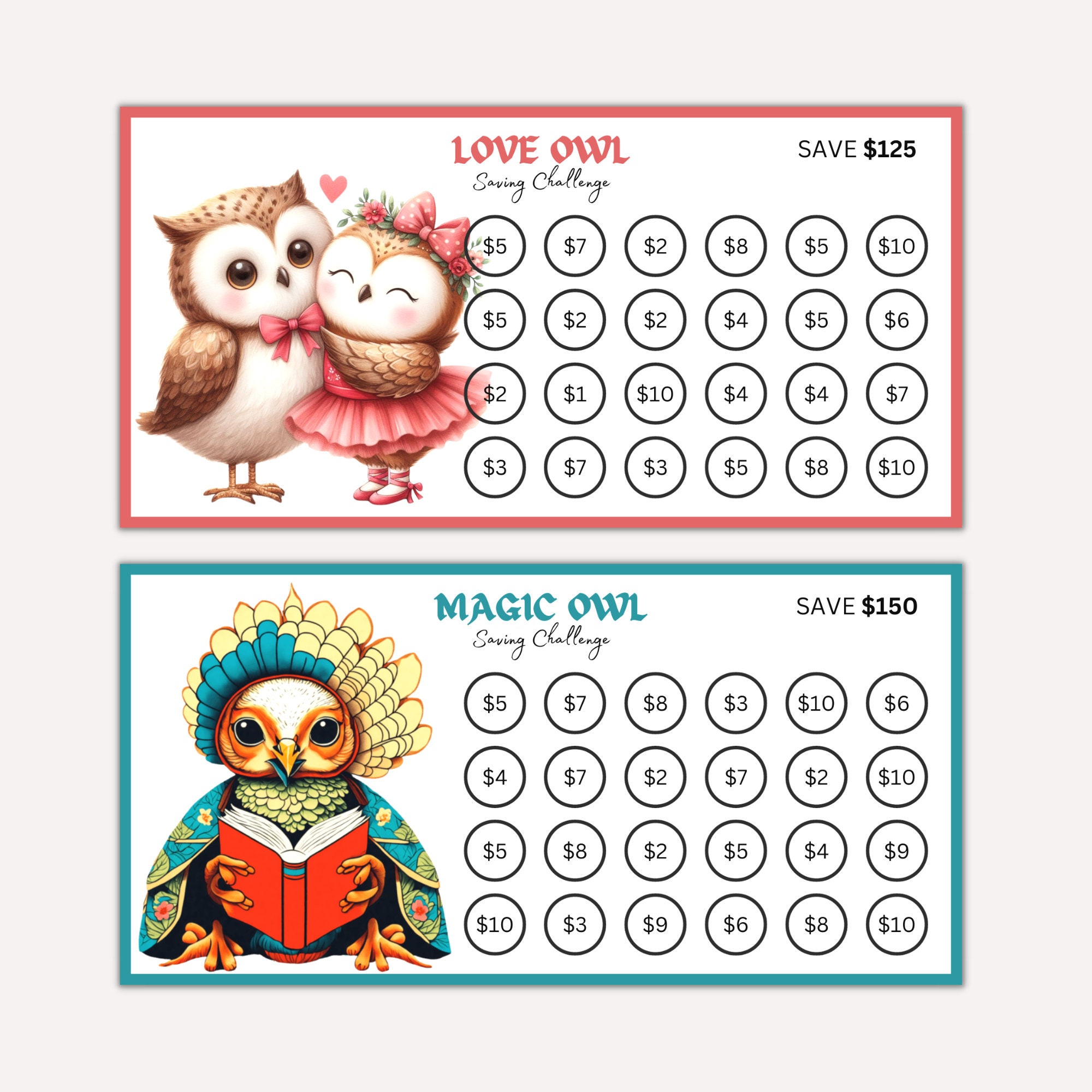 Owl Savings Challenge Printable, A6 Mini Owl Saving Challenge, Money ...