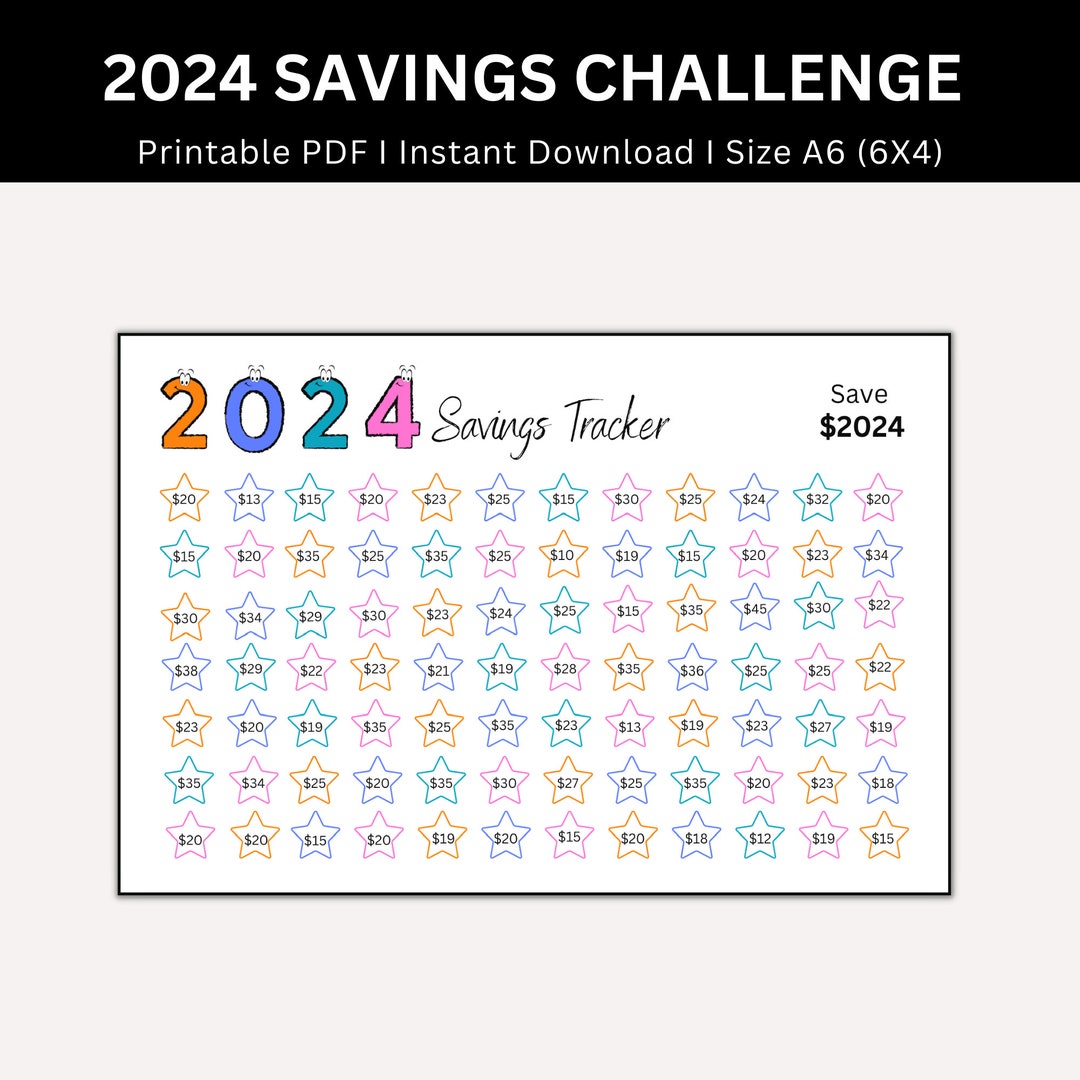 2024 Saving Challenge Printable, Save 2024 in 2024, 2024 Money Saving ...