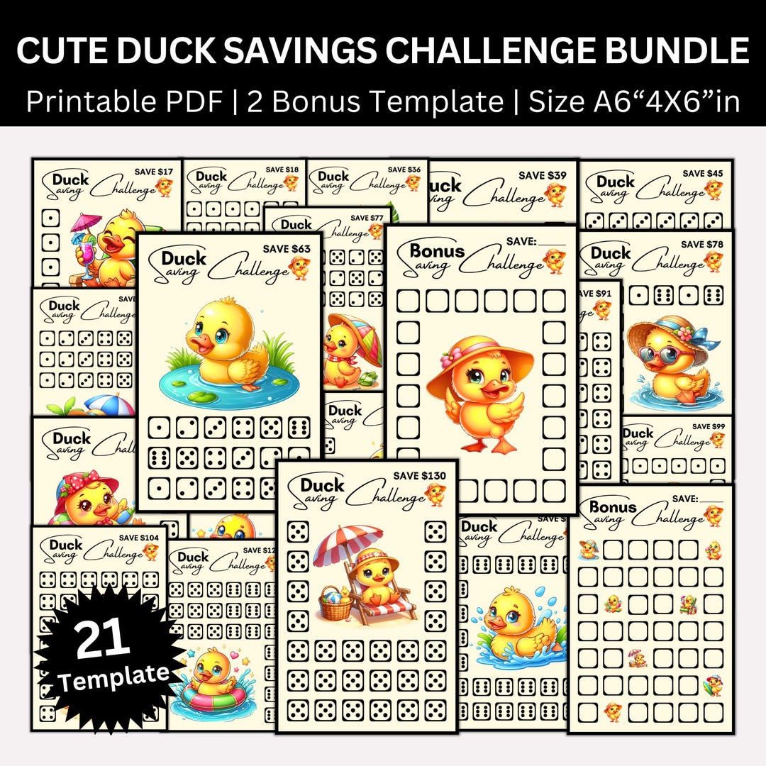 Get Your Ducks Themed Savings Challenge Bundle, Mini A6 Duck Saving ...