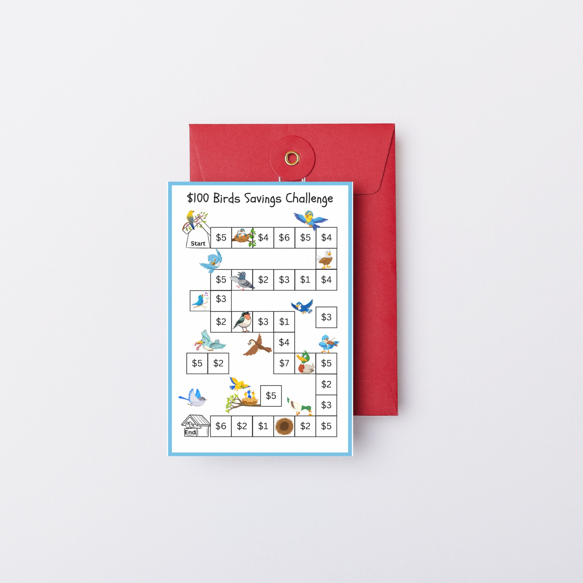 Birds Savings Challenge Printable Bundle, Mini A6 Low Income Bird ...