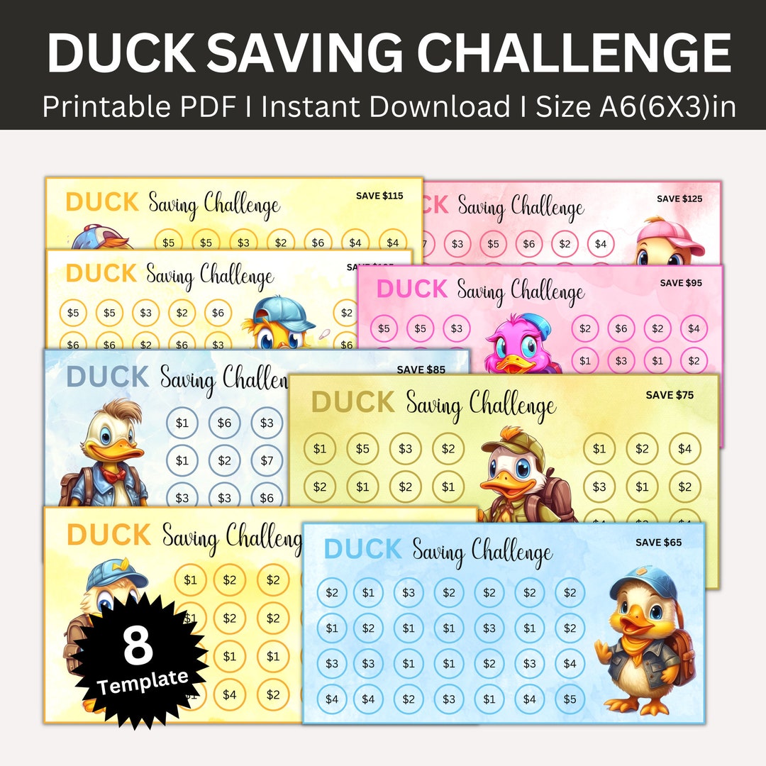 Mini A6 Duck Savings Challenge Printable, Get Your Duck Saving ...