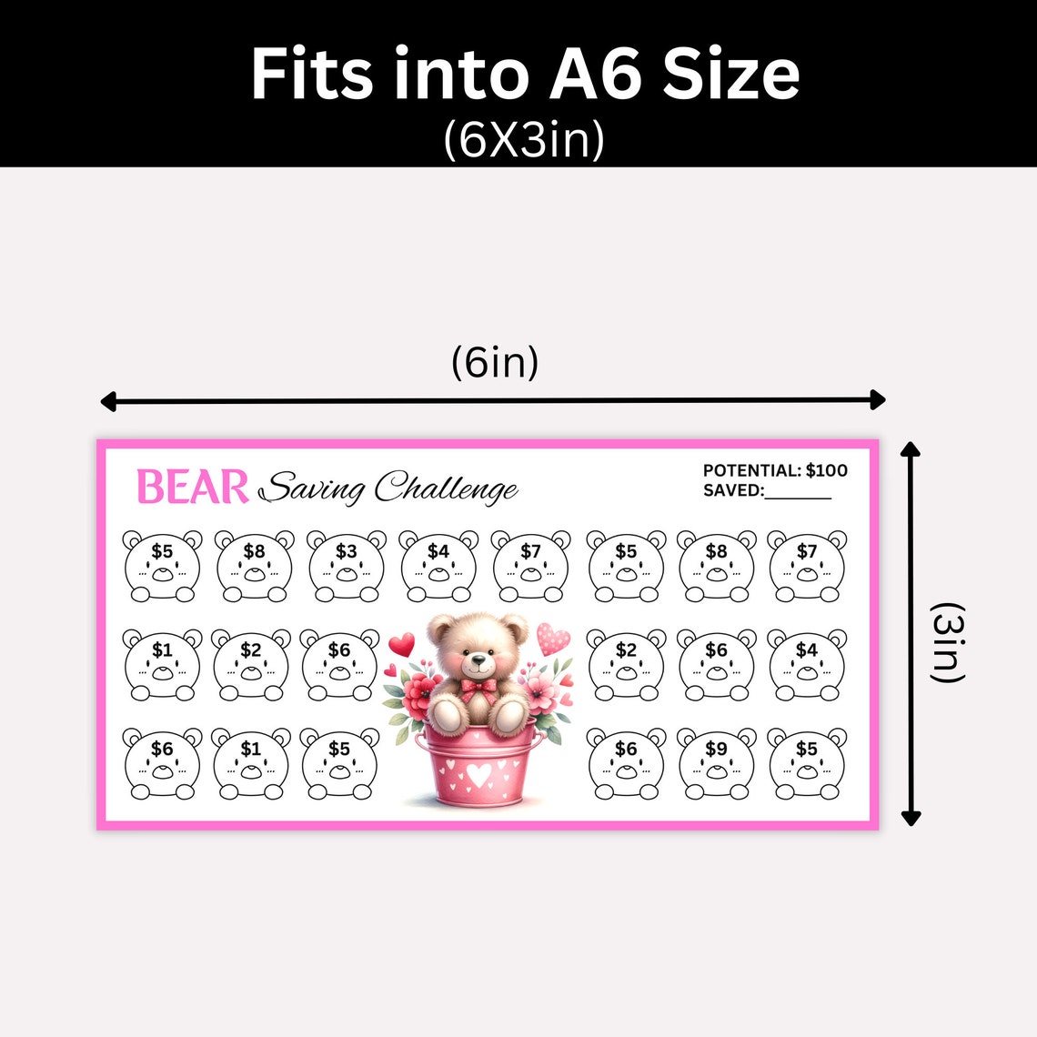 Teddy Bear Savings Challenge Printable, Mini Saving Challenges, A6 Cash Envelopes Challenge ...