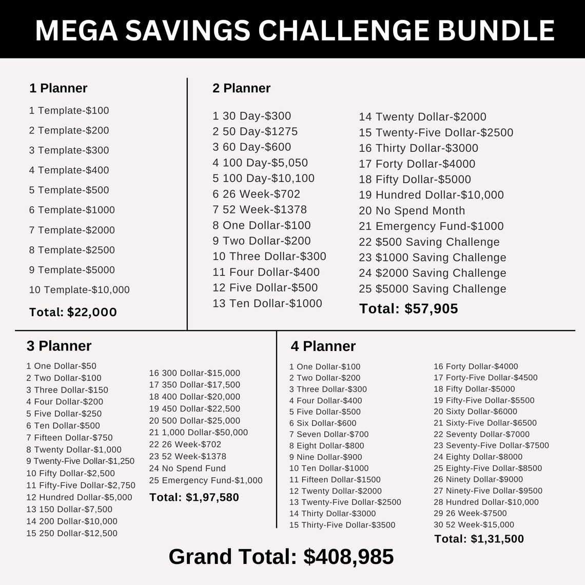 Ultimate Savings Challenge Mega Bundle Printable, A6 Mini Saving ...