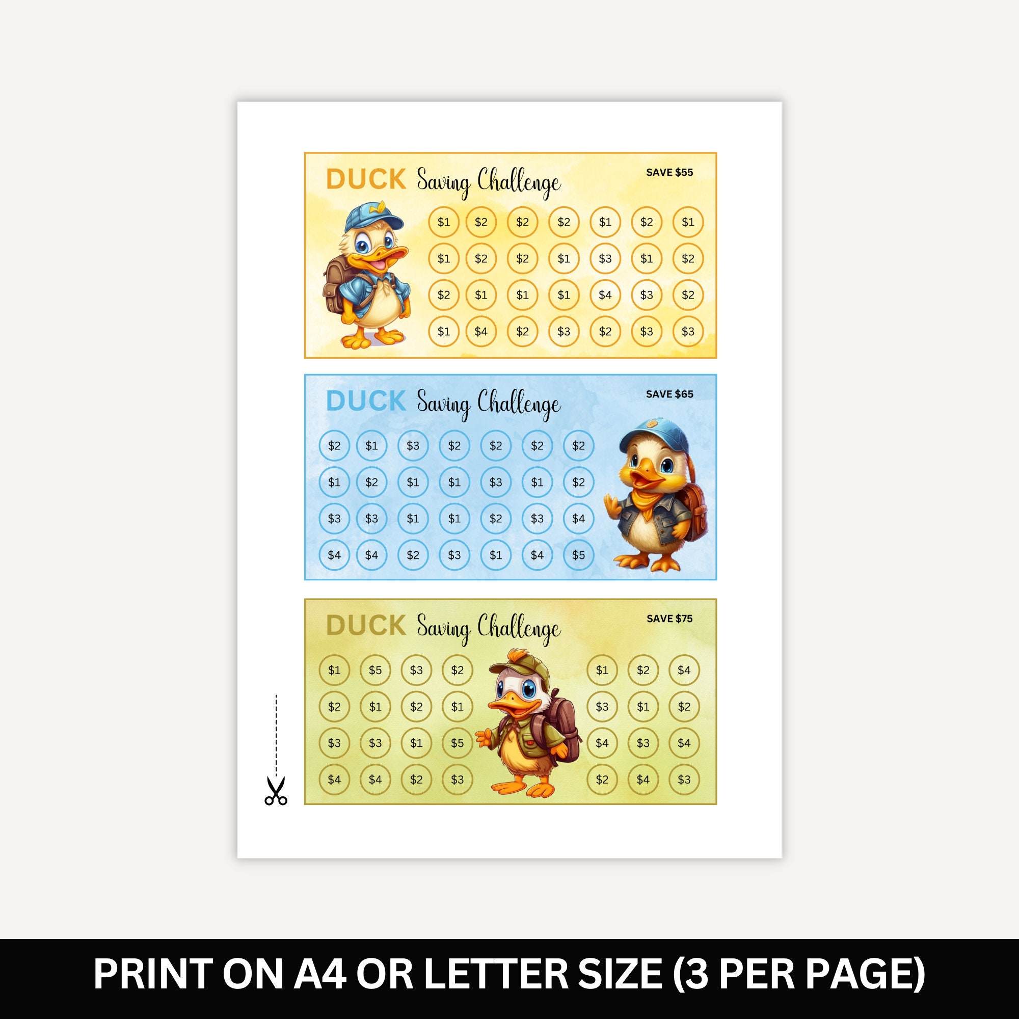 Mini A6 Duck Savings Challenge Printable, Get Your Duck Saving ...