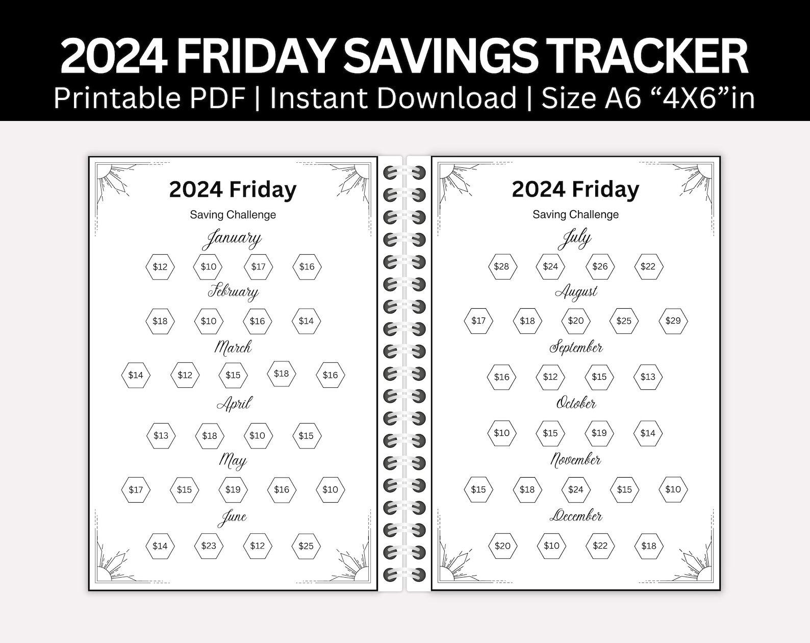 2024 Friday Saving Challenge Printable Every Fridays Savings - Etsy