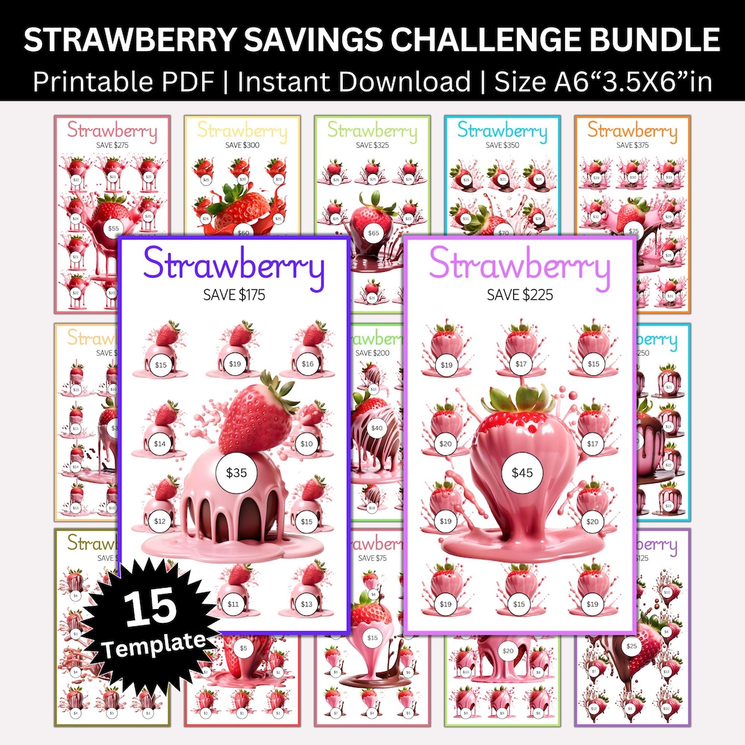 Strawberry Savings Challenge Printable Bundle, Strawberry Shortcake ...