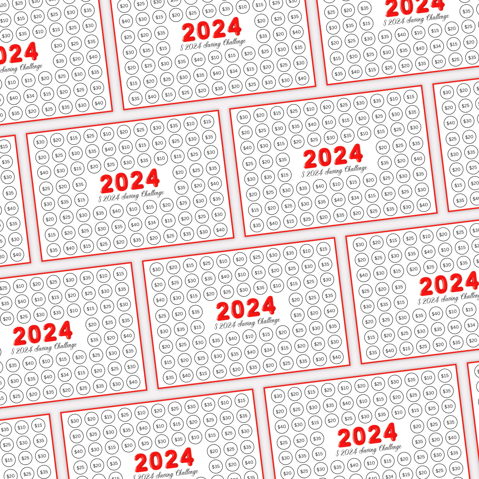 2024 Saving Challenge Printable, Save 2024 in 2024, 2024 Money Saving ...