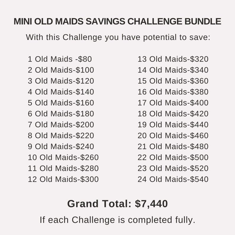 Mini Old Maids Savings Challenges Pack Printable Bundle, Senior Citizen ...