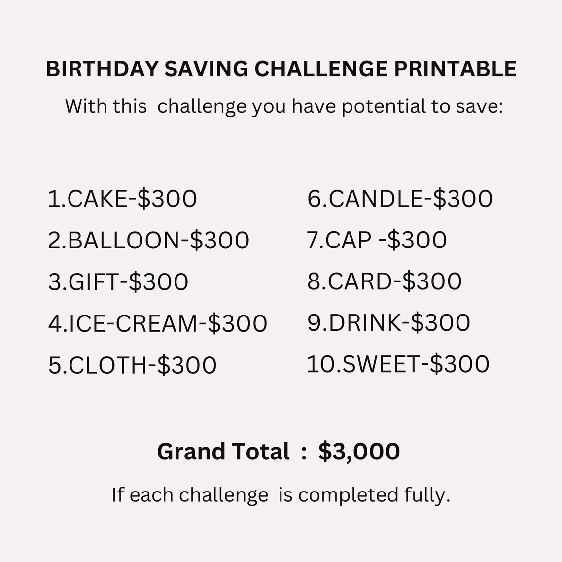 Birthday Savings Challenge Printable Bundle, A6 Sized Mini Birthday ...