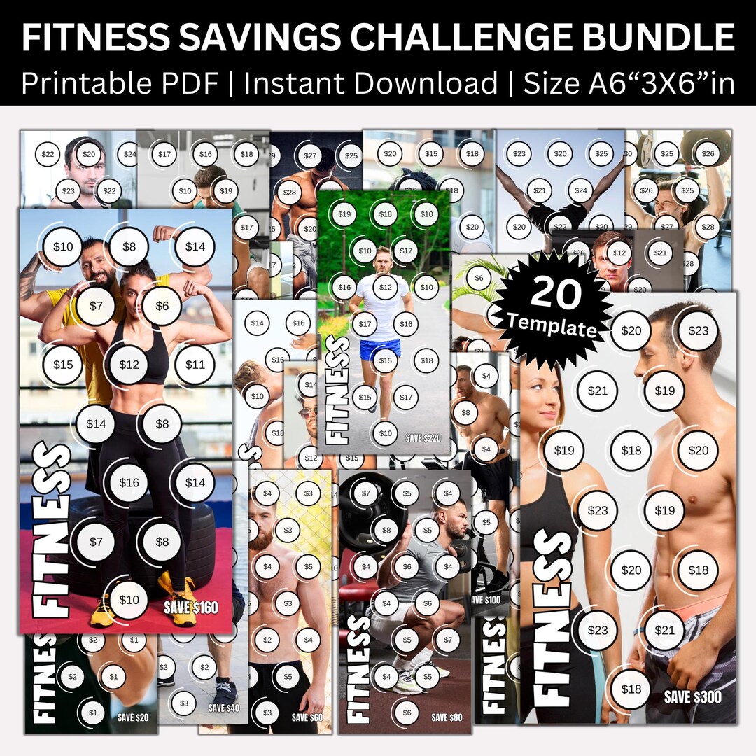 Fitness Savings Challenge Printable Bundle, Gym Membership Budget ...