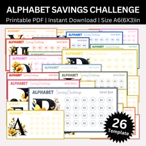 Alphabet Savings Challenge Printable Bundle, Alphabet Low Income Saving ...