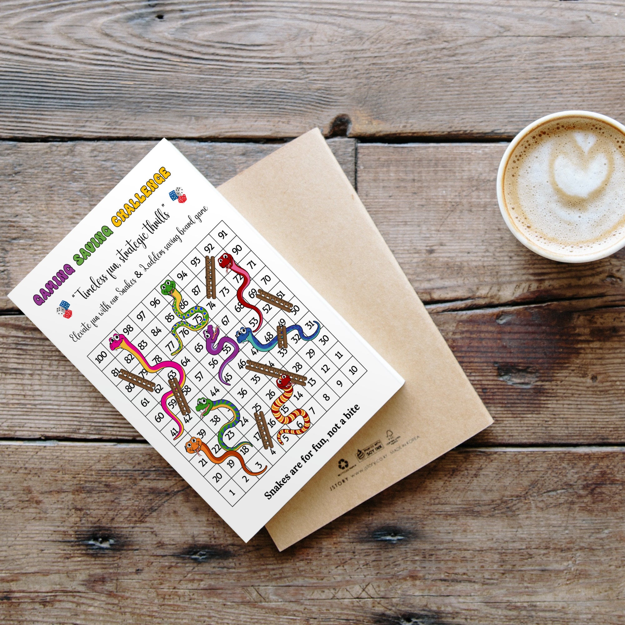 Snakes Game Board Savings Challenge Printable, A5 Saving Challenges ...