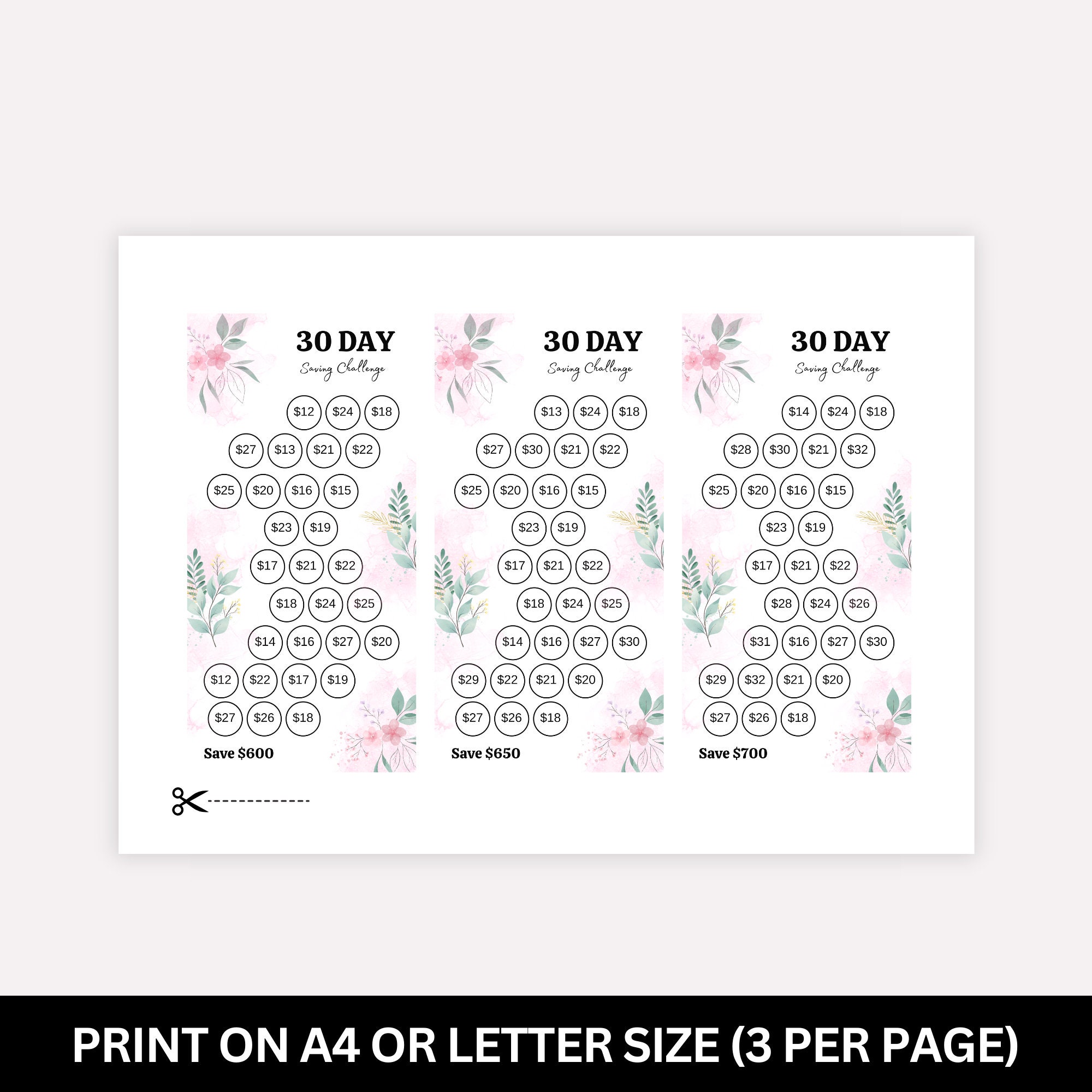 Low Income Saving Challenge Printable Bundle Mini A6 Savings - Etsy