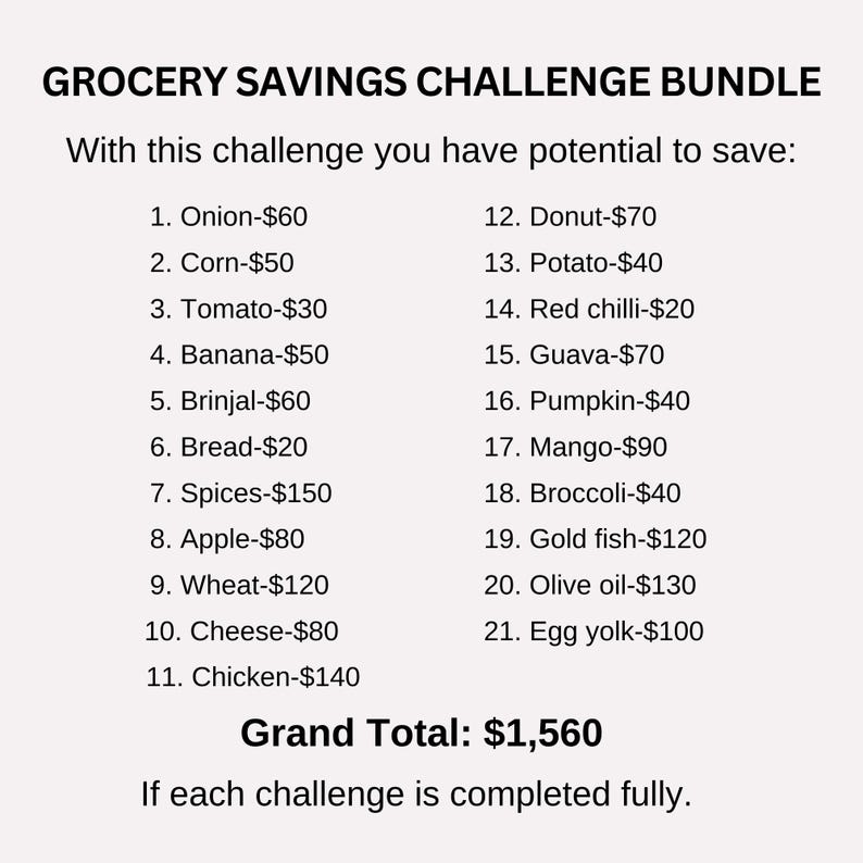 Grocery Savings Challenge Printable Bundle, A6 Mini Low Income Foods ...