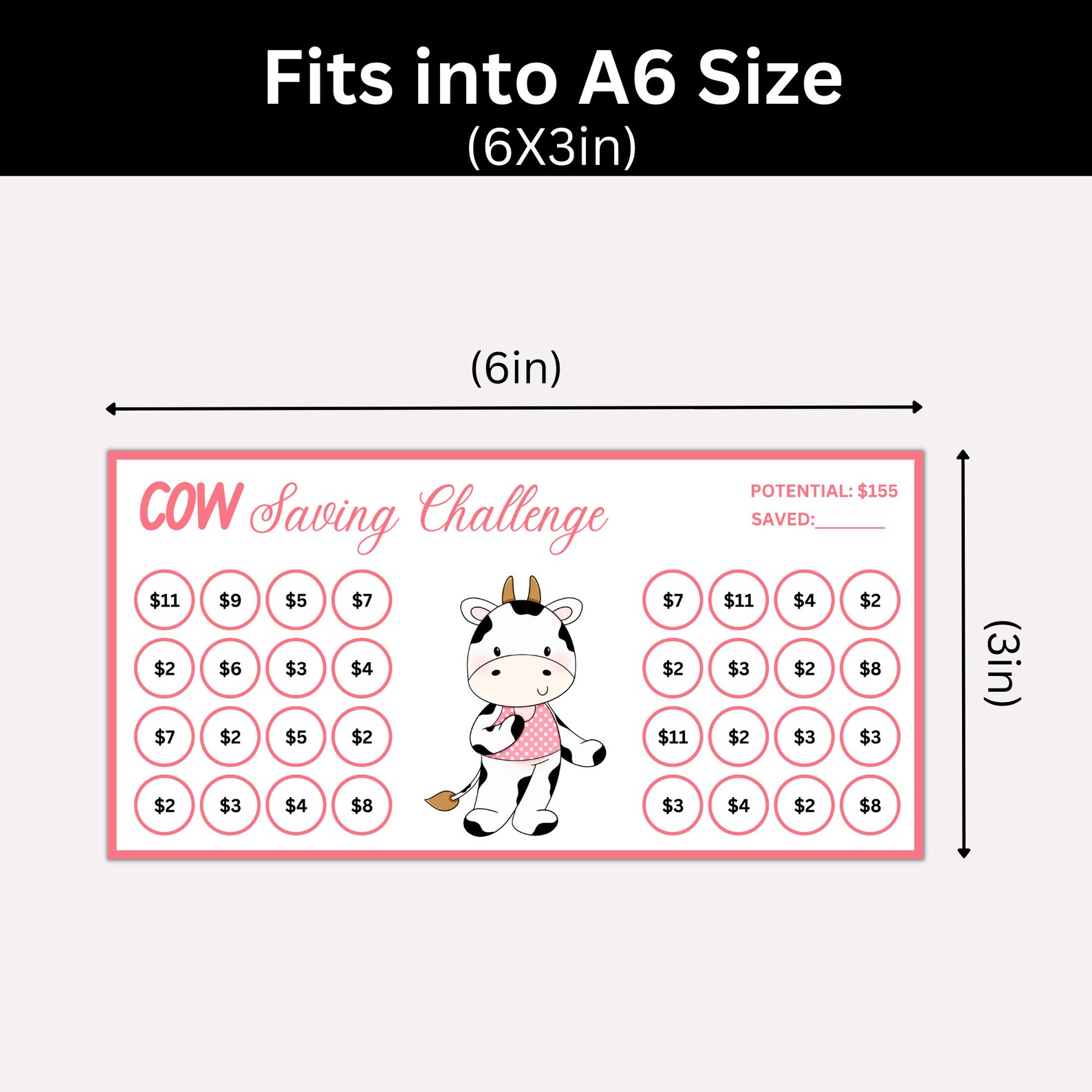 Mini Cow Savings Challenge, Money Saving Challenge, Savings Tracker ...