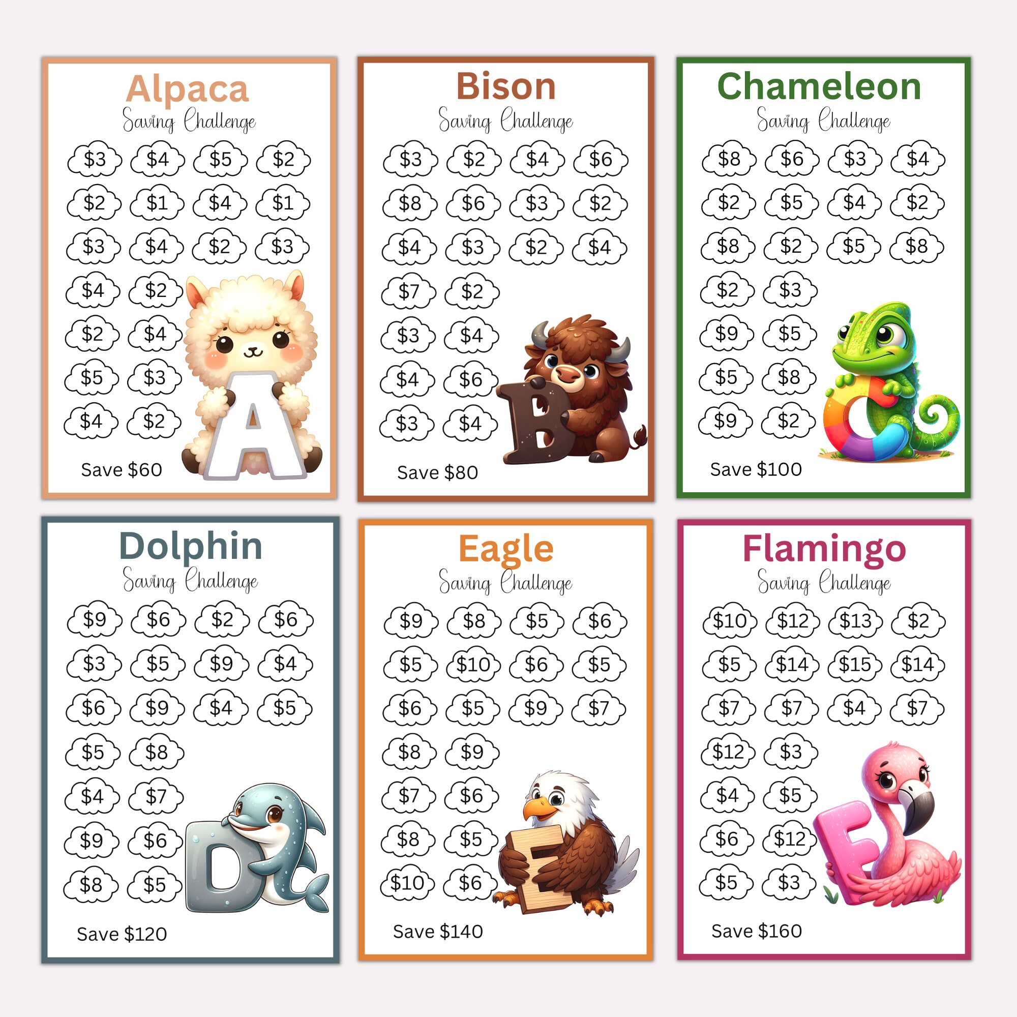 A6 Alphabet Low Income Savings Challenge Printable, Alphabets Saving ...