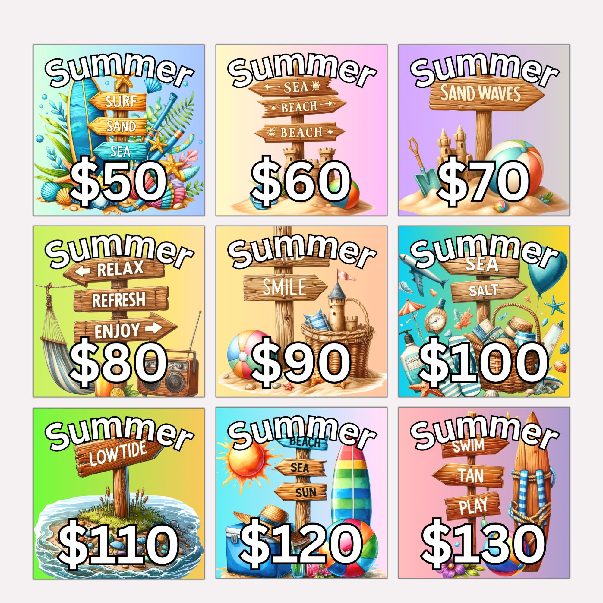 Summer Saving Challenge Printable Bundle, Summers Vacation Money Saving ...