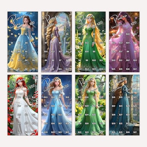 Princess Savings Challenge Printable Bundle, A6 Cute Girl Saving ...