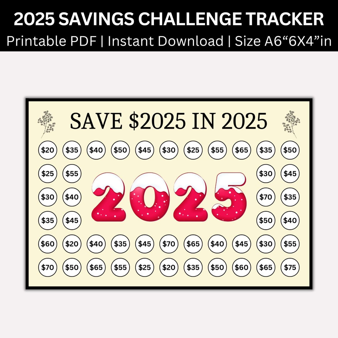 2025 Saving Challenge Printable, Save 2025 in 2025, 2025 Mini Money ...