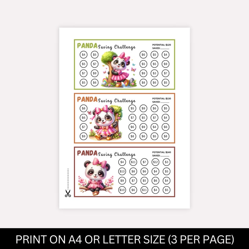 Mini Panda Savings Challenge Printable, Panda Saving Challenges Tracker ...