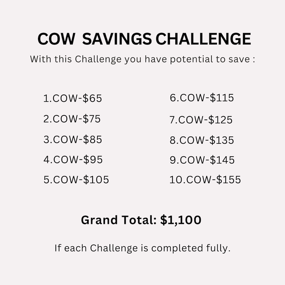 Mini Cow Savings Challenge, Money Saving Challenge, Savings Tracker ...