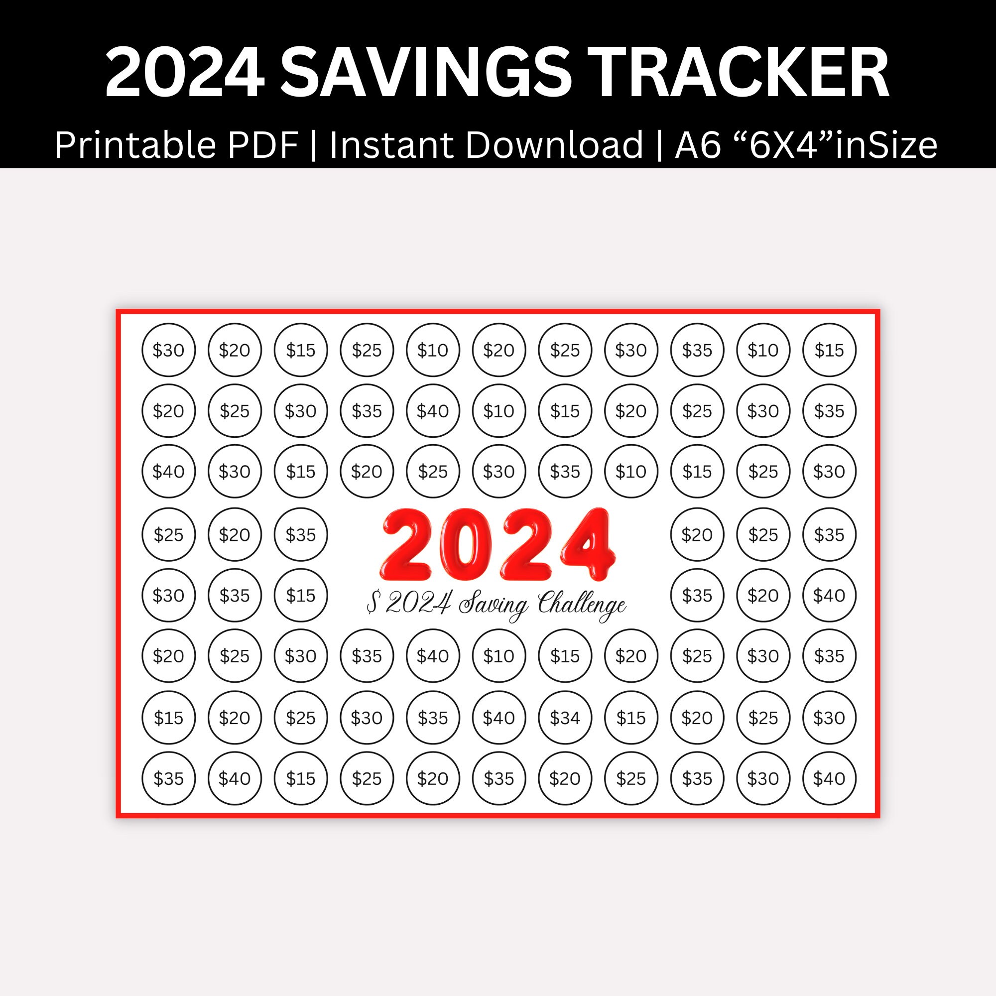 2024 Saving Challenge Printable, Save 2024 in 2024, 2024 Money Saving ...