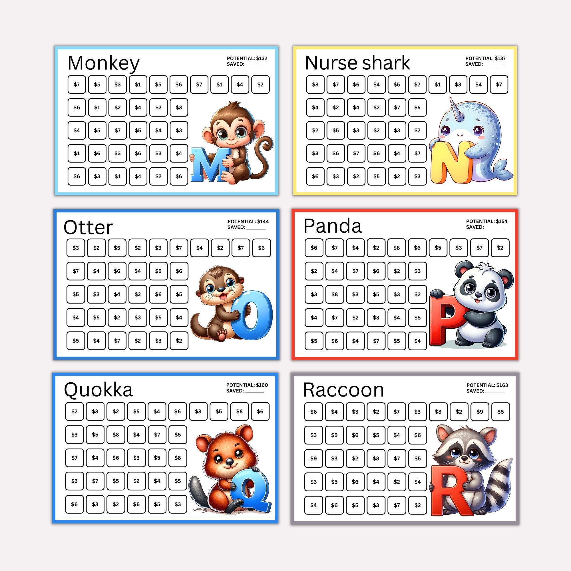 Alphabet Low Income Savings Challenge Printable, Alphabet Saving ...