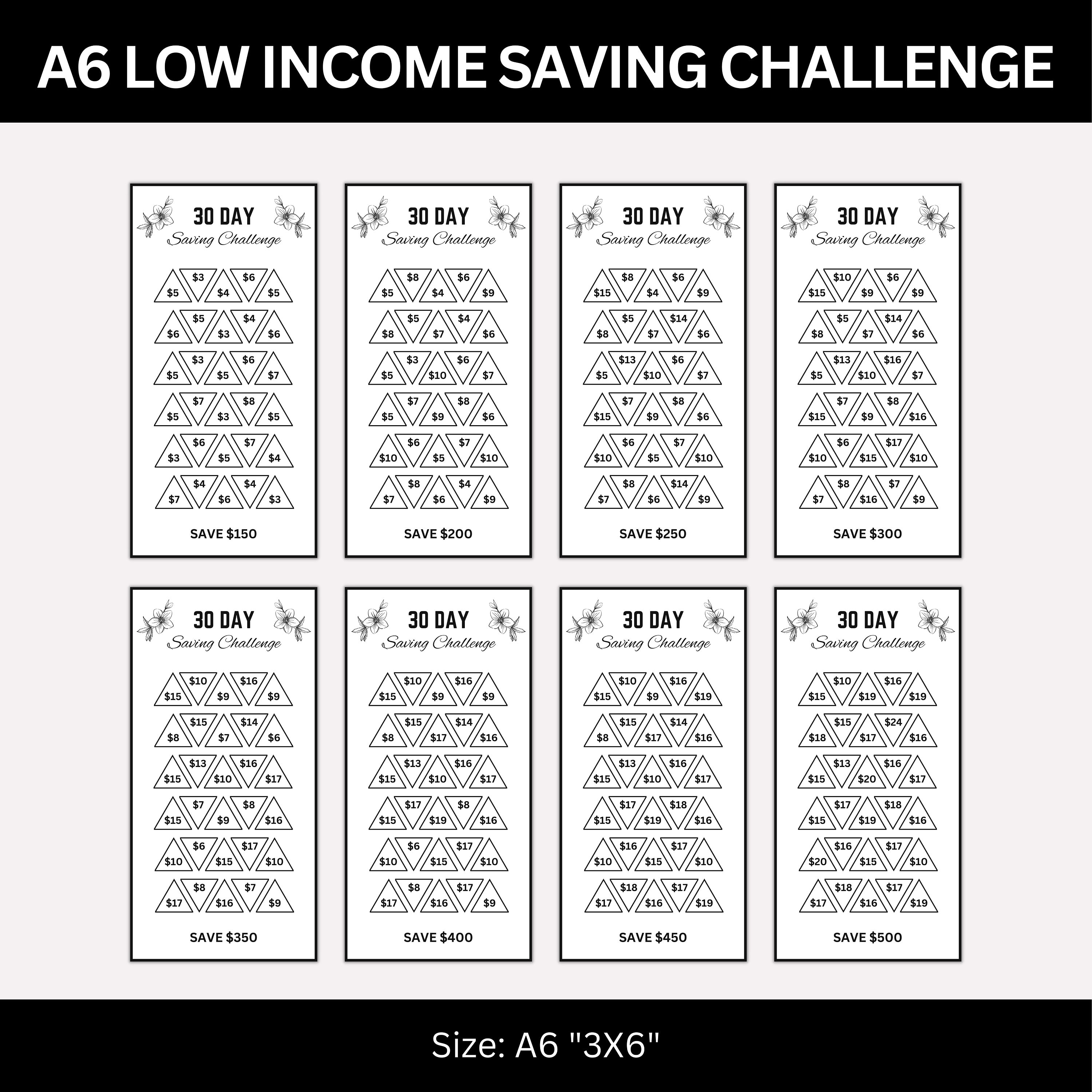 Saving Challenge Printable Low Income, Mini A6 Saving Challenge, Money ...