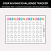 2024 Saving Challenge Tracker Printable, Save 2024 in 2024, 2024 Money Saving, 2024 A4 Size ...