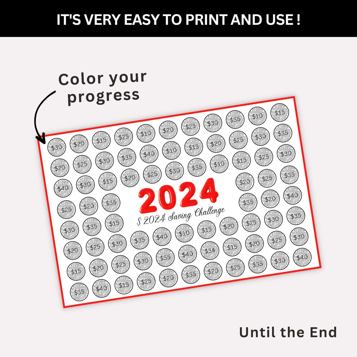 2024 Saving Challenge Printable, Save 2024 in 2024, 2024 Money Saving ...