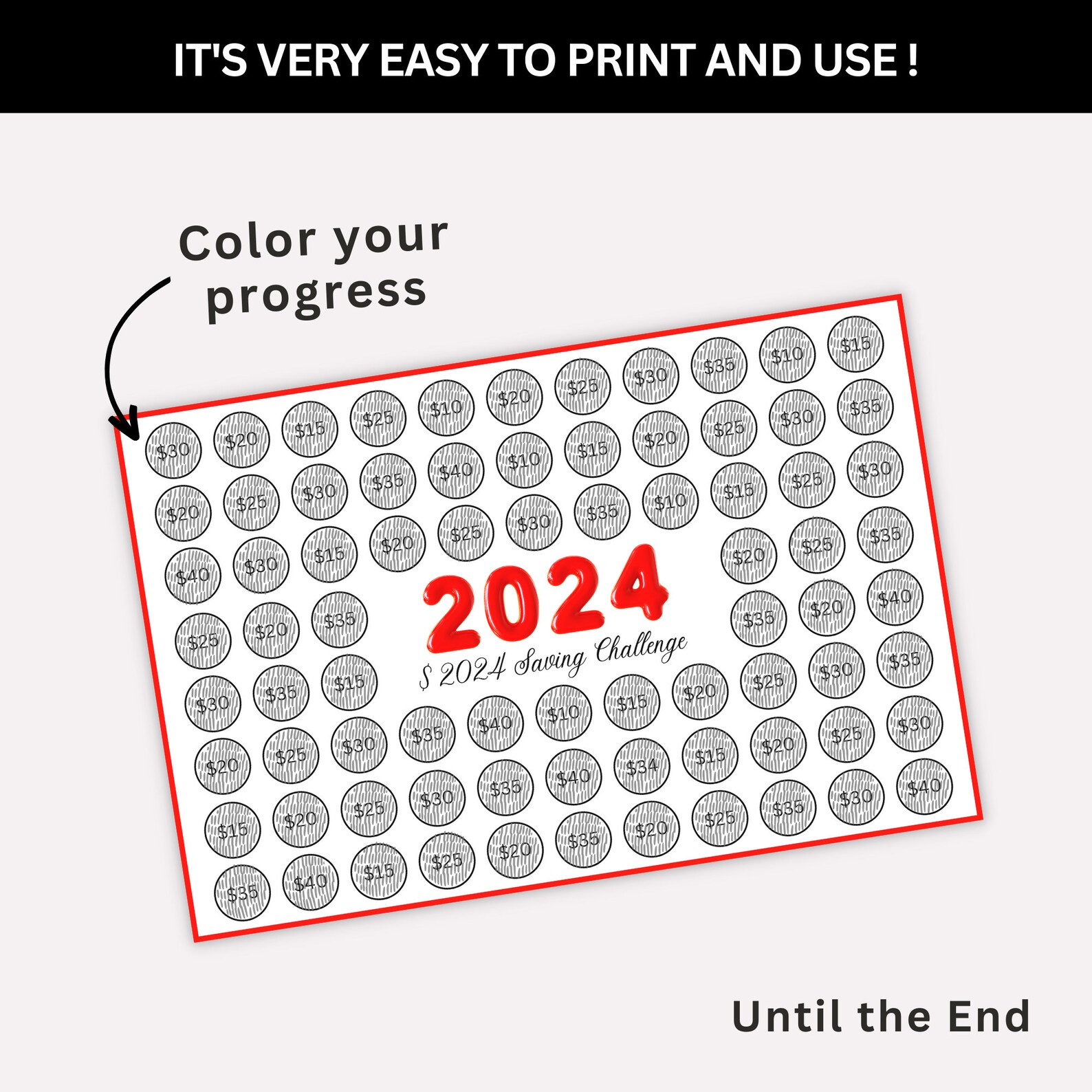 2024 Saving Challenge Printable, Save 2024 in 2024, 2024 Money Saving ...