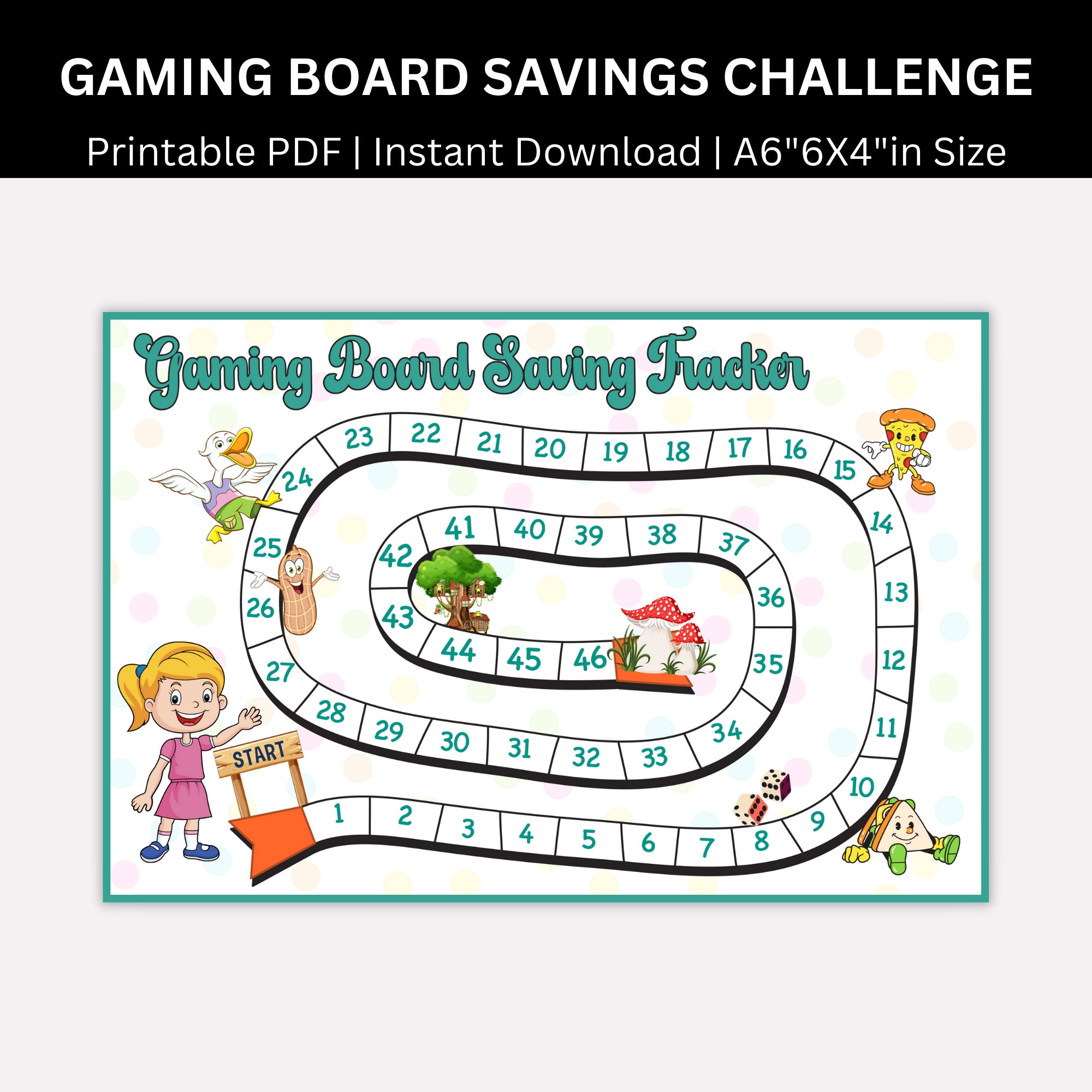 Savings Game Board Challenge Printable, A6 Mini Saving Challenges ...